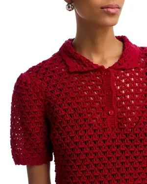 FRAME The Crochet Polo Sweater