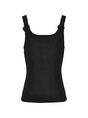 Versace Ribbed-knit Buckle Tank Top - Black