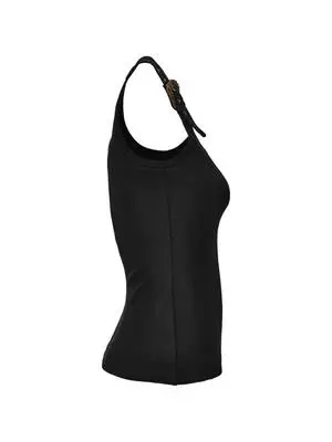 Versace Ribbed-knit Buckle Tank Top - Black