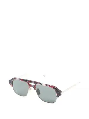 Thom Browne Patterned Pilot Sunglasses - Silver