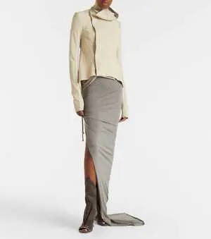 Rick Owens Naska Leather Biker Jacket - Beige