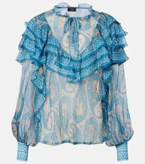 Etro Paisley Ruffled Silk Blouse
