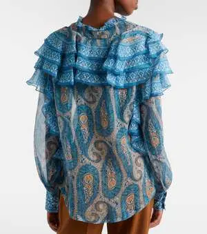 Etro Paisley Ruffled Silk Blouse
