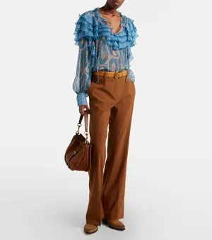 Etro Paisley Ruffled Silk Blouse