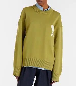 AMI Paris De Coeur Wool And Cotton Sweater