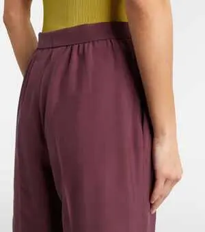 Saint Laurent Pleated Straight Silk Pants