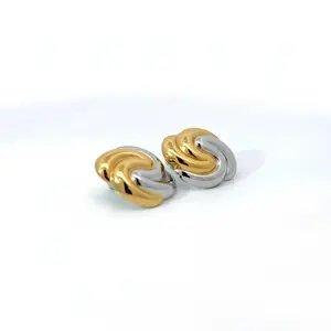 GEMINI JEWELRY 18k Gold Plated Swirl Knot Stud Earrings
