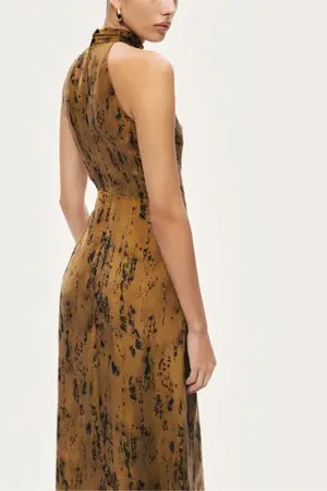 NOCTURNE Printed Halter-neck Maxi Dress