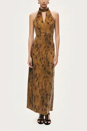 NOCTURNE Printed Halter-neck Maxi Dress - Multi-colored