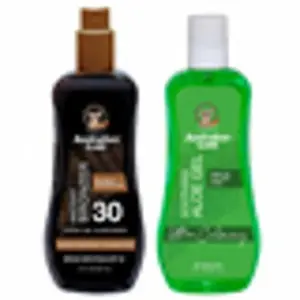 AUSTRALIAN GOLD Spf 30 Spray Gel Bronzer Soothing Aloe Bundle