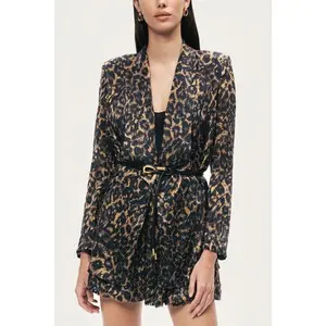 NOCTURNE Printed Leopard Belted Jacket - Multi-colored