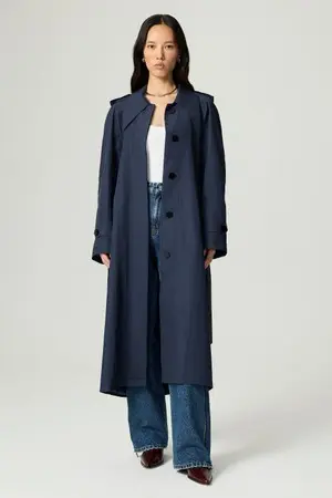 NOCTURNE Single-breasted Cotton Trench Coat