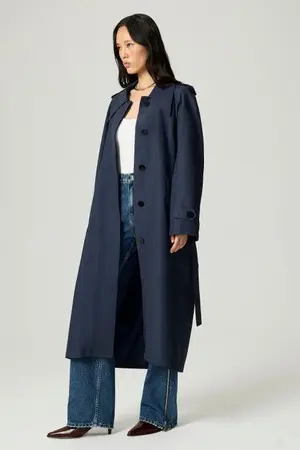 NOCTURNE Single-breasted Cotton Trench Coat