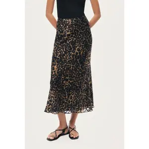 NOCTURNE Printed Leopard Midi Skirt