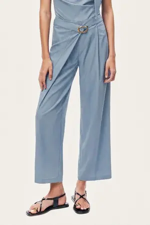 NOCTURNE Asymmetric Buckle Detail Pants - Blue