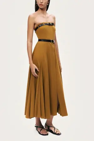 NOCTURNE Strapless Belted Midi Dress