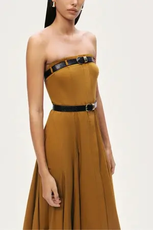 NOCTURNE Strapless Belted Midi Dress