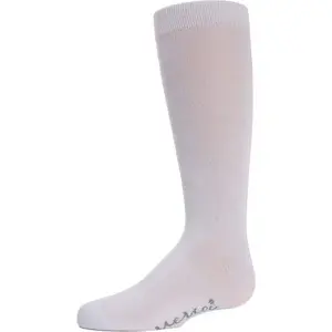 MEMOI Ribbed Knee High Socks - White