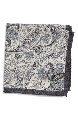 Nordstrom Paisley Silk Pocket Square - Black
