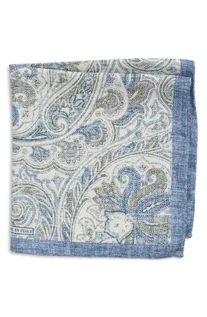 Nordstrom Paisley Silk Pocket Square - Blue