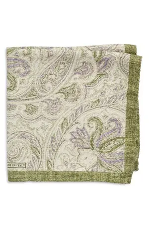 Nordstrom Paisley Silk Pocket Square - Green