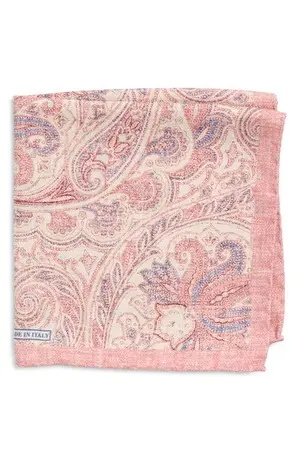 Nordstrom Paisley Silk Pocket Square - Pink