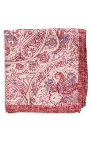 Nordstrom Paisley Silk Pocket Square - Red