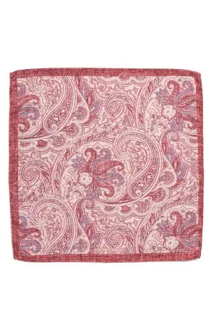 Nordstrom Paisley Silk Pocket Square - Red