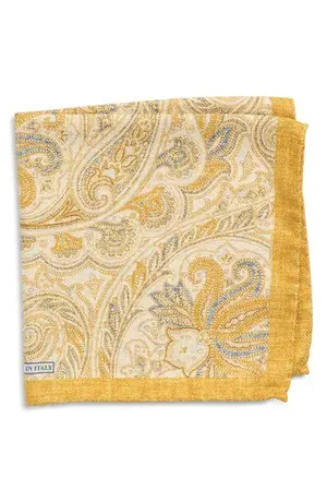 Nordstrom Paisley Silk Pocket Square - Yellow