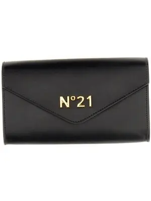 N°21 Wallet With Chain And Logo - Black