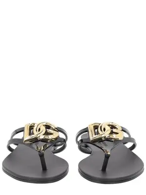 Dolce & Gabbana Logo Slide Sandals - Black