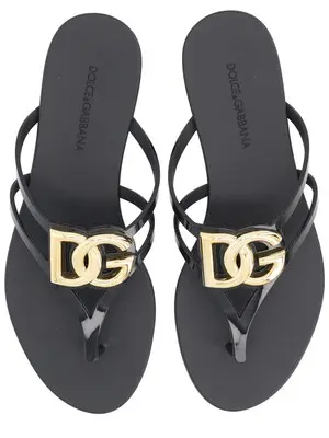 Dolce & Gabbana Logo Slide Sandals - Black