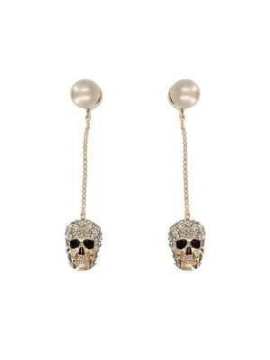 Alexander McQueen Skull Dangle Earrings - Gold