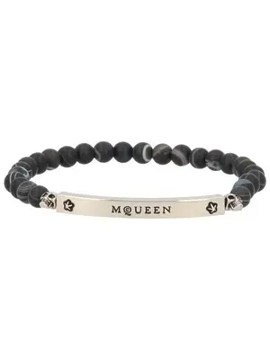 Alexander McQueen Logo Bead Bracelet - Black