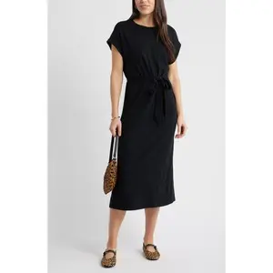 Caslon Tie Waist Midi Dress - Black