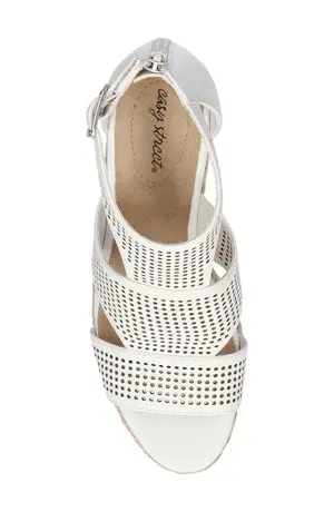 EASY WORKS BY EASY STREET Tova Espadrille Platform Wedge Sandal - White