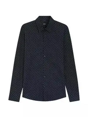 BOSS Printed Slim-fit Shirt In A Cotton Blend - Blue