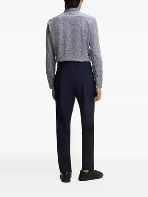 BOSS Printed Slim-fit Shirt In A Cotton Blend - Blue