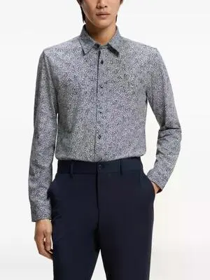 BOSS Printed Slim-fit Shirt In A Cotton Blend