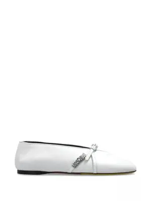 Moschino Leather Ballet Flats With Logo Plaque