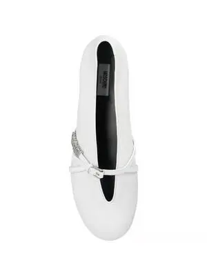 Moschino Leather Ballet Flats With Logo Plaque