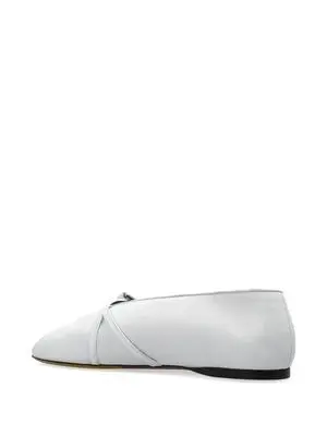 Moschino Leather Ballet Flats With Logo Plaque
