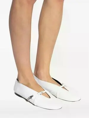 Moschino Leather Ballet Flats With Logo Plaque