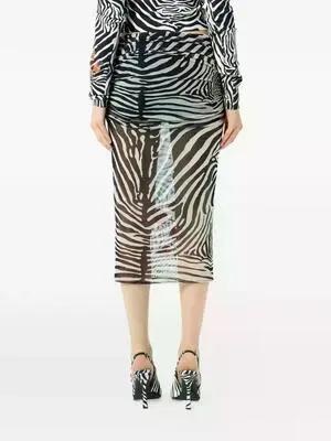Blumarine Zebra-print Tulle Midi Skirt - Black