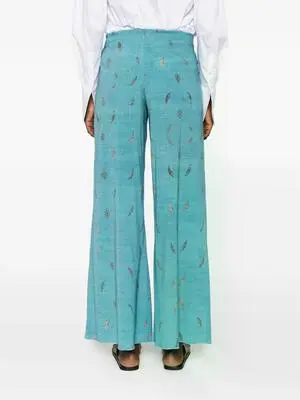 PIERRE-LOUIS MASCIA Printed Wide Leg Trousers - Blue