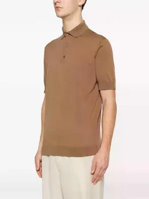 LARDINI Knitted Polo Shirt - Brown