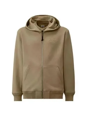 C.P. COMPANY Logo-detail Zip-up Hoodie - Neutrals