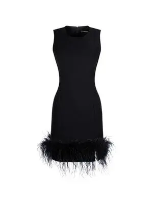 IMROSKA Feather-trim Mini Dress
