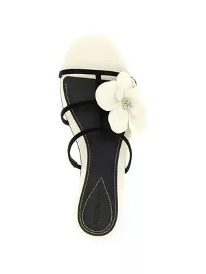 Zimmermann Grosgrain Flower Leather Slides - White