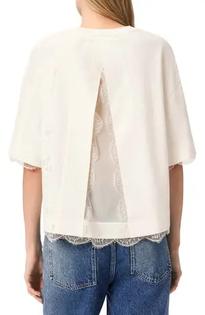 ALLSAINTS Nia Lace Trim T-shirt - Arctic White